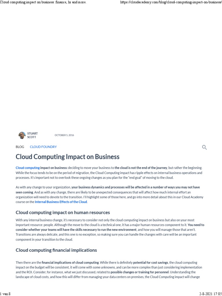 Cloud Computing Impact On Business Finance, HR and More. | PDF | Cloud Computing | Amazon Web ...