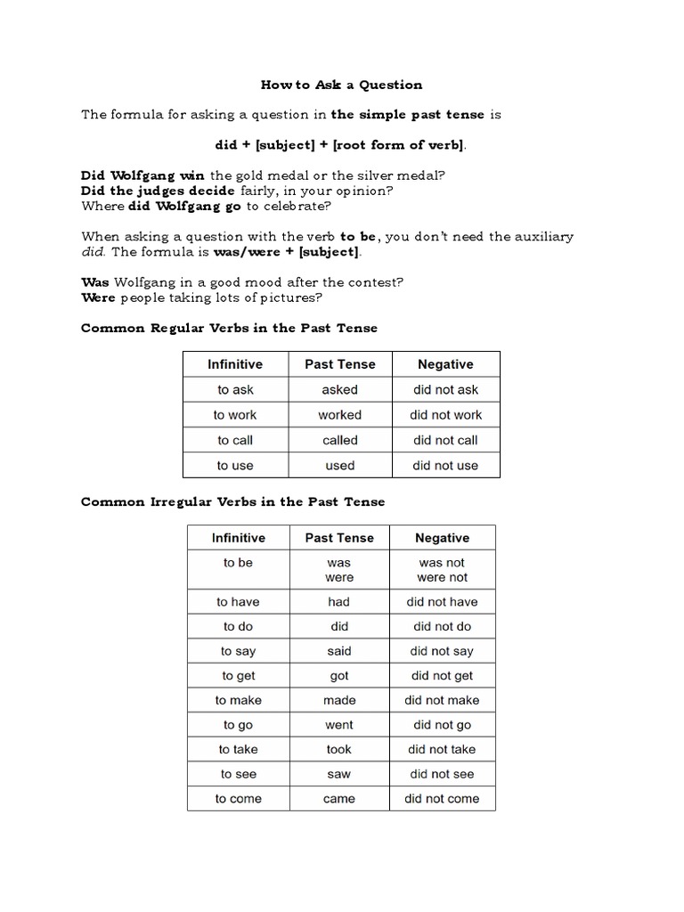 01 Questions Simple Past | PDF