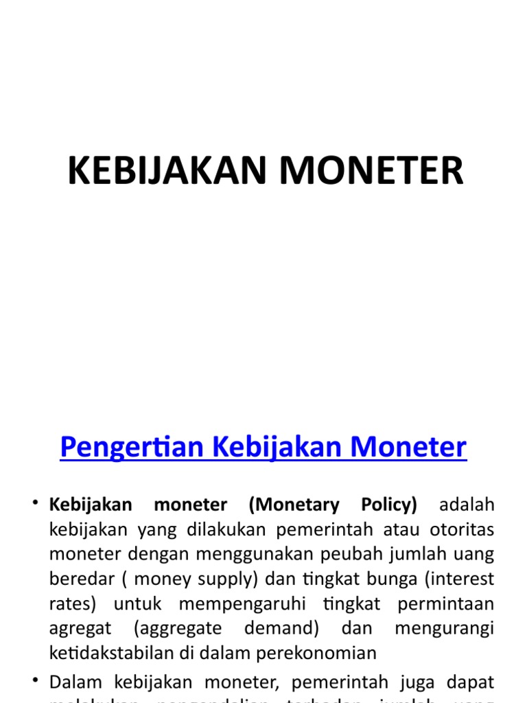 Pertemuan 13 - Kebijakan Moneter | PDF