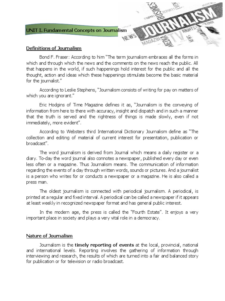 Campus Journalism Unit I | PDF | Journalism | News Media