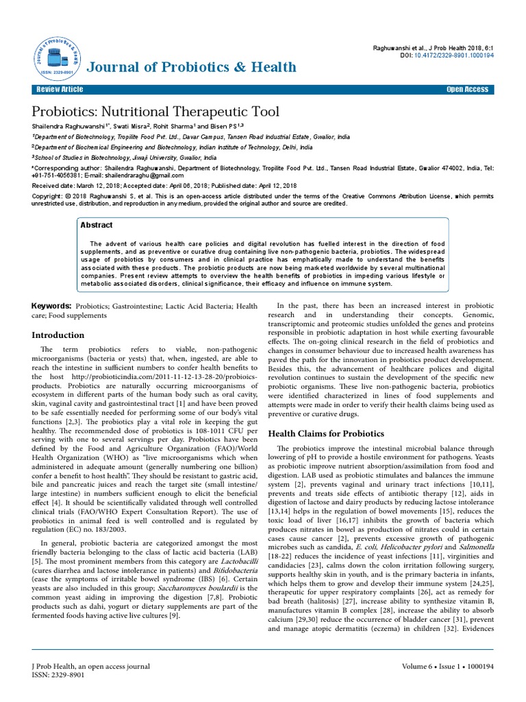 Probiotics Nutritional Therapeutic Tool 2329 8901 1000194 | PDF ...