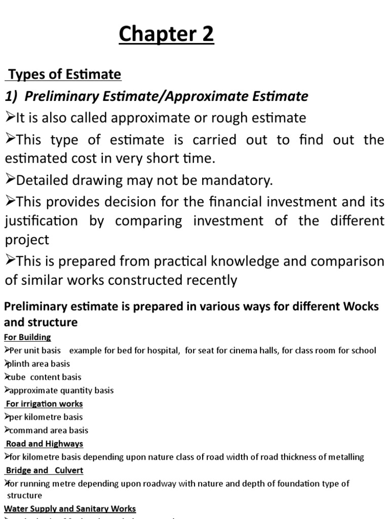 Estimating and Costing I Chapter 2 | PDF | Specification (Technical ...
