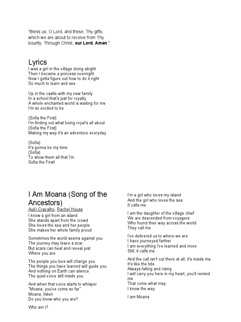 Sofia The First Lyrics | PDF