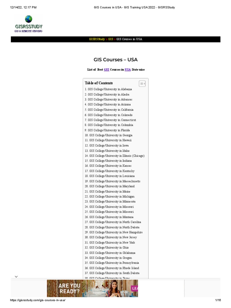GIS Courses in USA - GIS Training USA 2022 - GISRSStudy | PDF | Geomatics | Geography