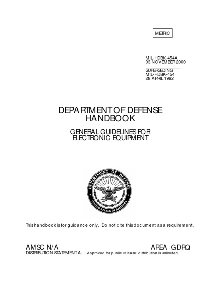 Mil Hdbk 454 a General Guidelines for Electronic Equipment | Electrical ...