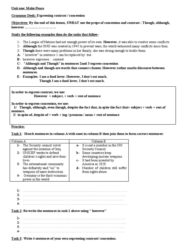 Concession and Contrast in Writing | PDF | Sentence (Linguistics) | Verb
