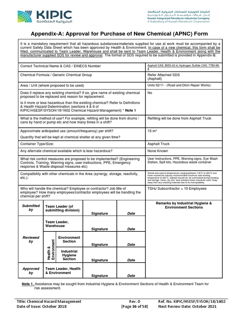 Appendix A APNC - Asphalt | PDF | Physical Sciences | Workplace