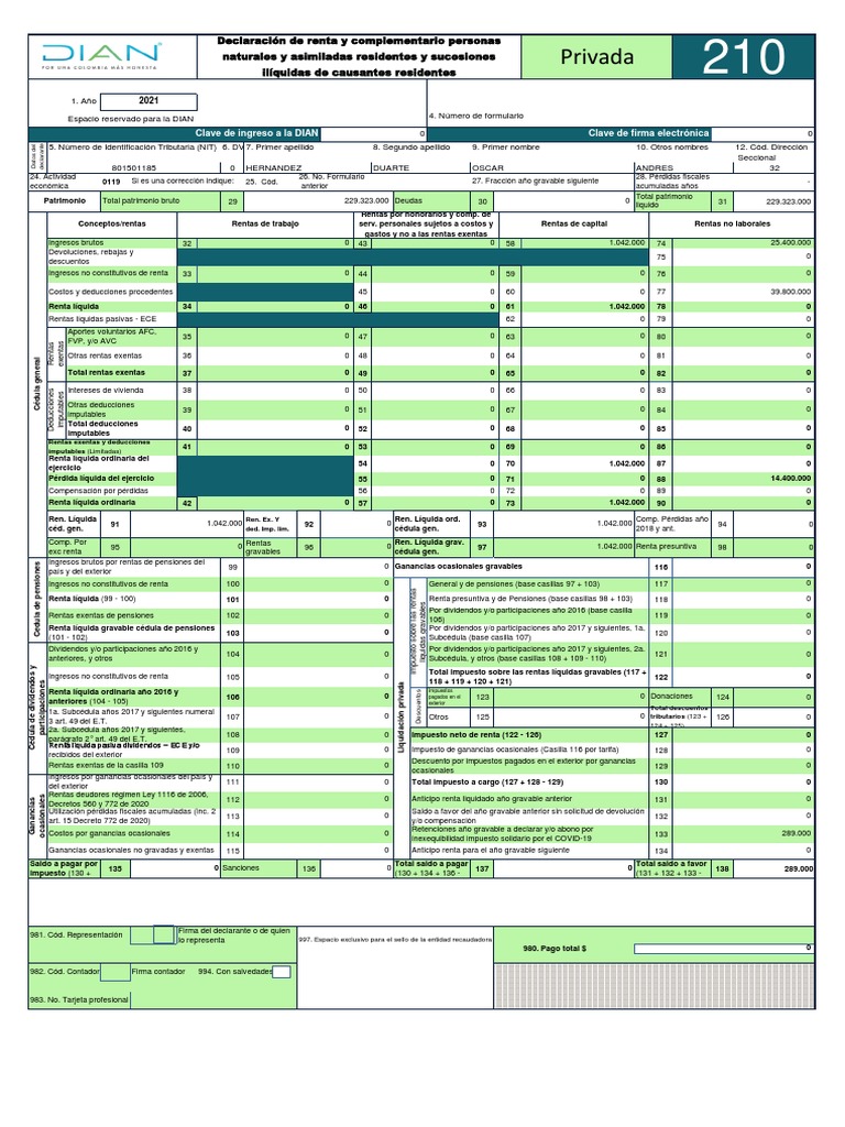 Formulario 210 | PDF | Economias | Pagos
