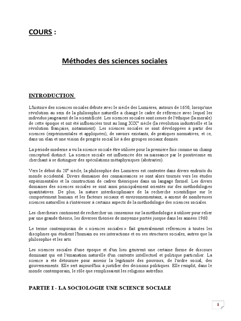 Cours MSS | PDF | Sciences sociales | Science