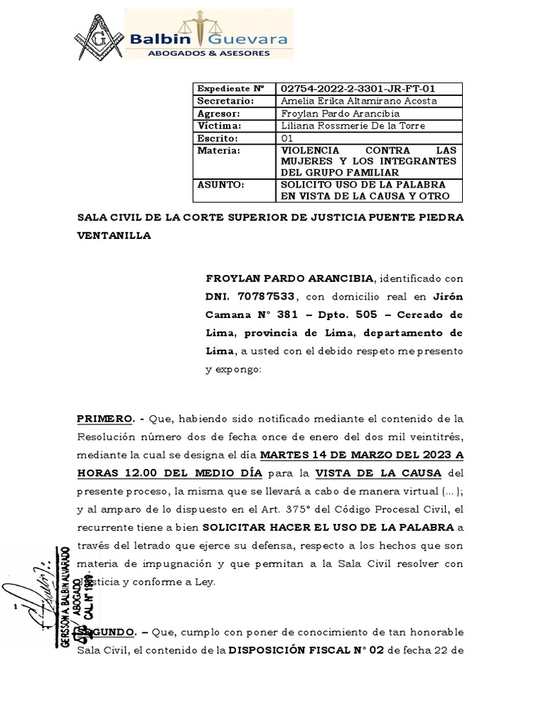 Froylan - Solicito Uso de La Palabra Sala Civil | PDF | Fiscal ...