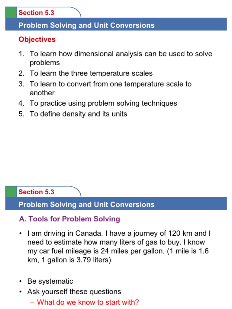 Woc Ch05-3 Problem Solving and Unit Conversions | PDF | Density | Units Of Measurement