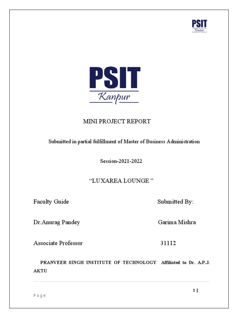 Mba Mini Project Garima Mishra 1b | PDF | Financial Capital | Pricing