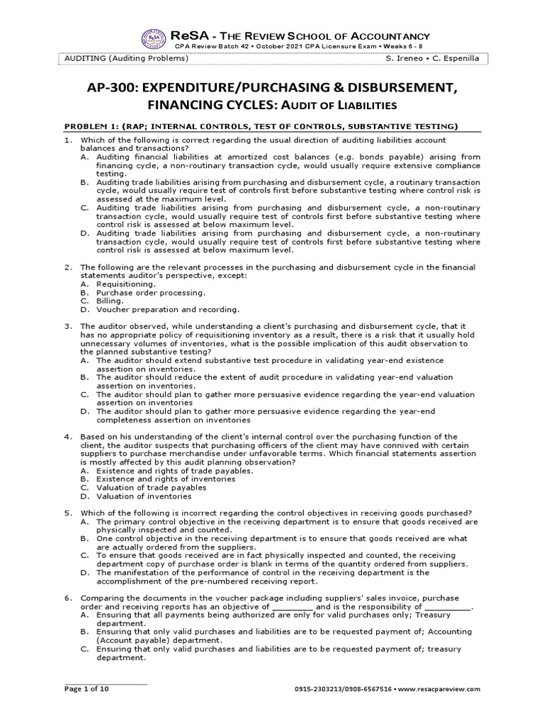 AP-300 (Audit of Liabilities) | PDF | Accounts Payable | Bonds (Finance)