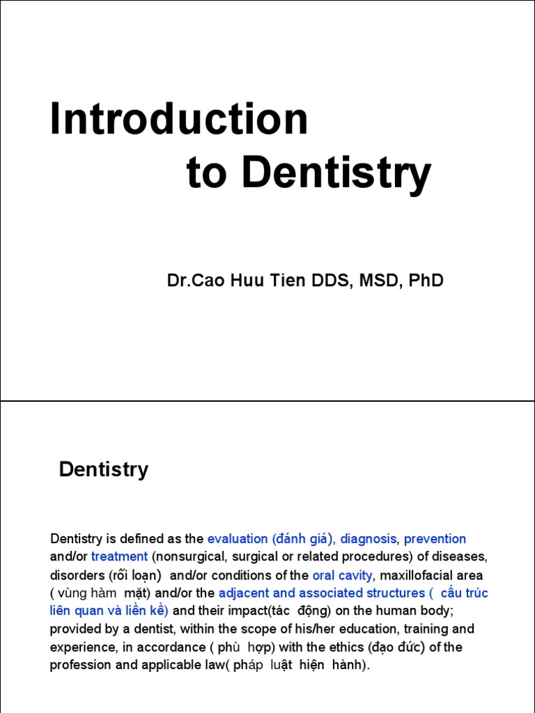 Introduction To Dentistry | PDF | Dentistry | Dental Degree