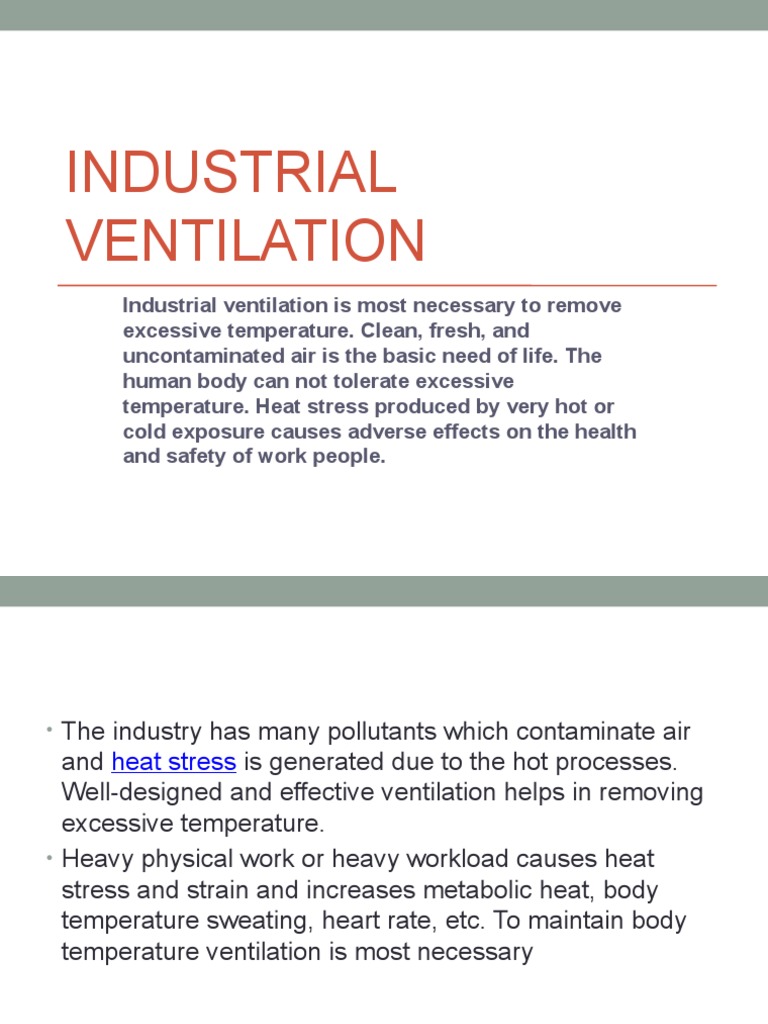 Remove Excessive Heat and Contaminants With Proper Ventilation | PDF ...