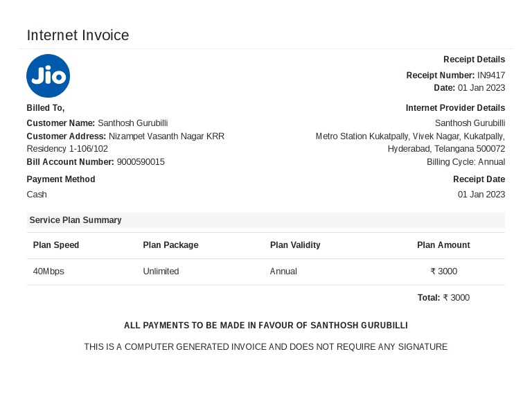 Internet Invoice Template 1 | PDF