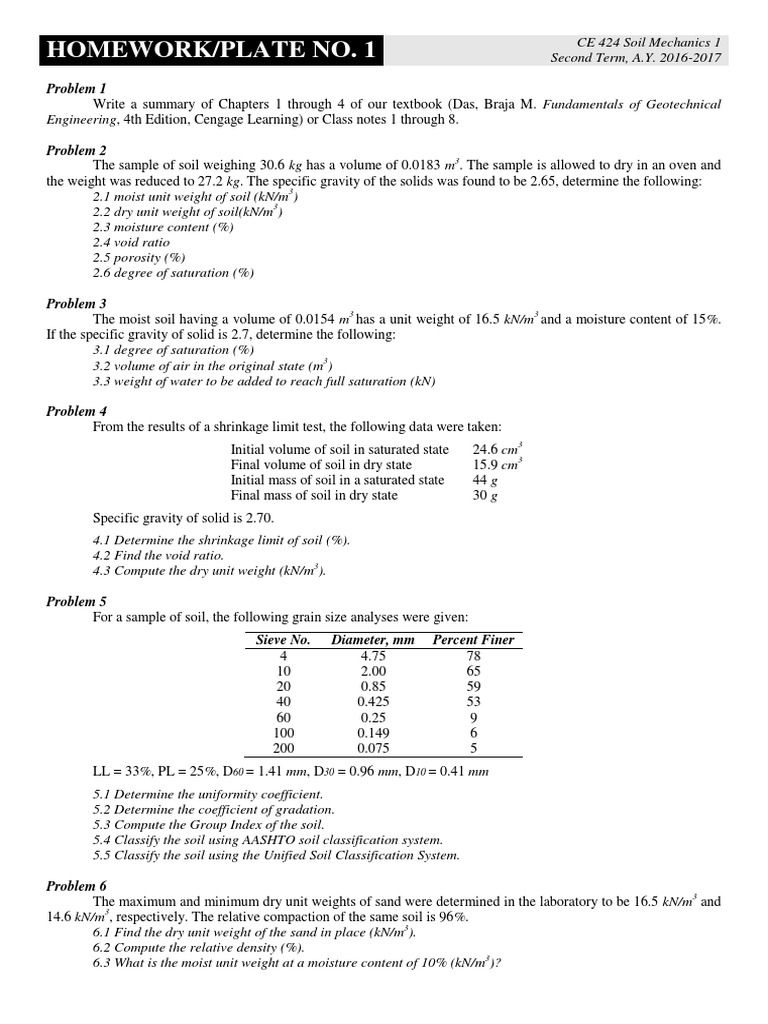 Homework - Plate No. 1 | PDF | Civil Engineering | Earth Sciences