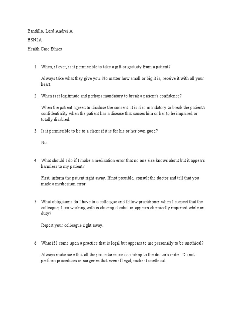 Bandillo Activity 2 Ethical Questions | PDF
