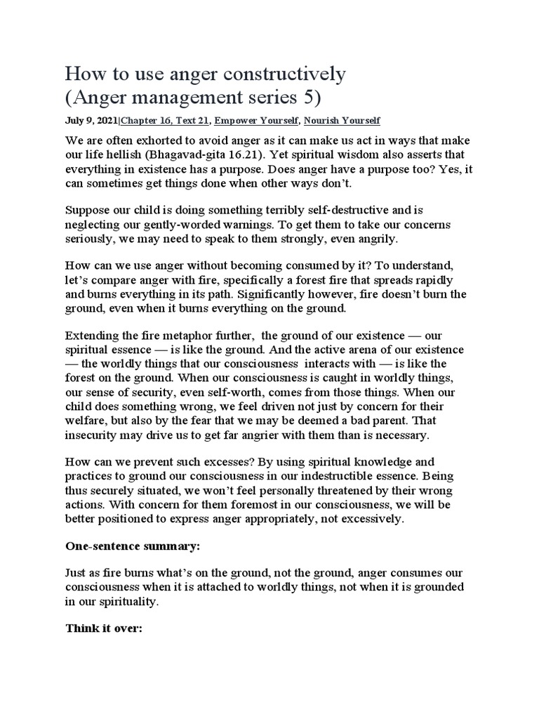 How To Use Anger Constructively | PDF