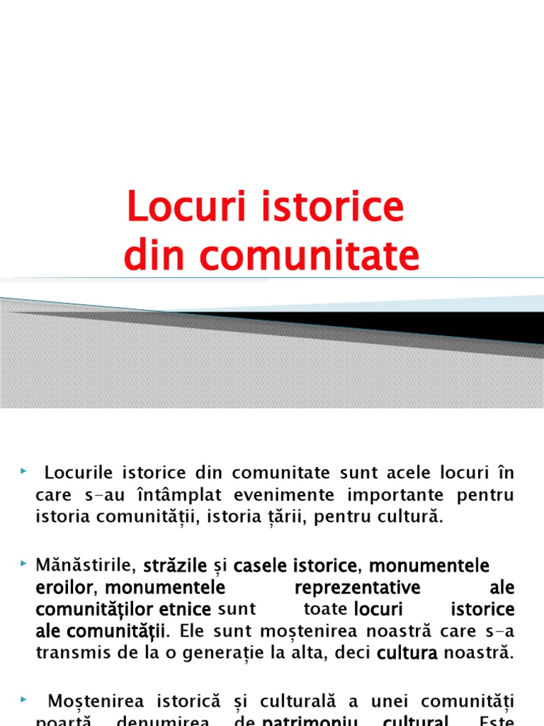 Locuri Istorice Din Comunitate | PDF