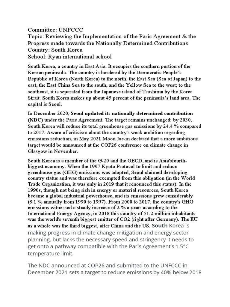 Position Paper South Korea | PDF | South Korea | World Politics