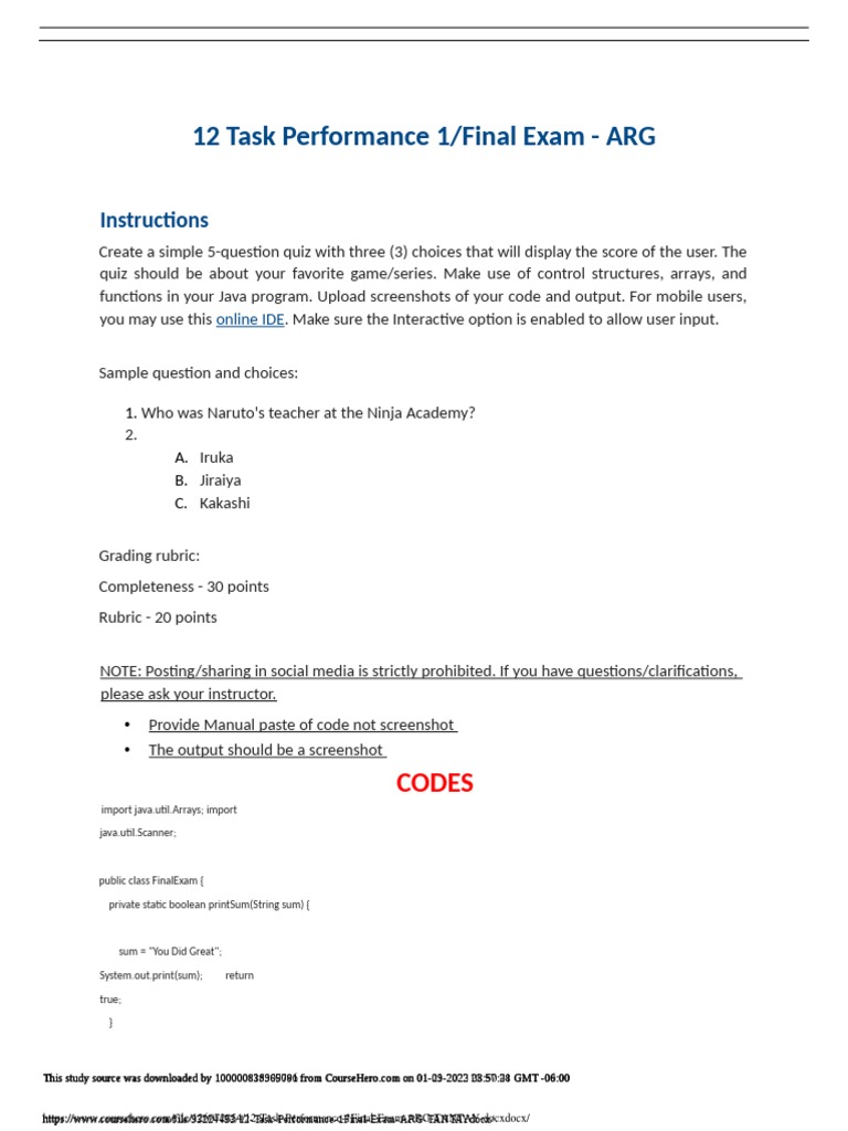 12 Task Performance 1final Exam ARG TANTAY | PDF | Software Engineering | Computer Engineering