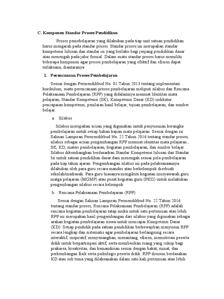Komponen Standar Proses Pendidikan | PDF | Karier & Perkembangan
