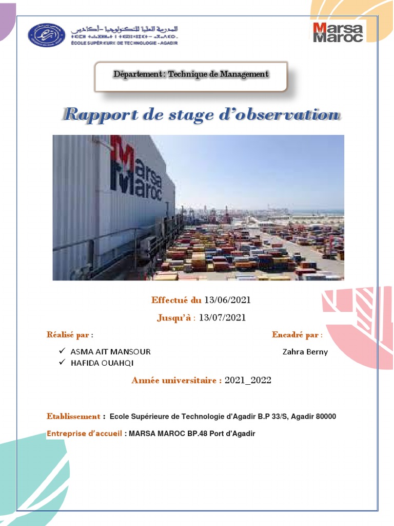 Rapport de Stage Marsa Maroc 3 | PDF | Maroc | Business