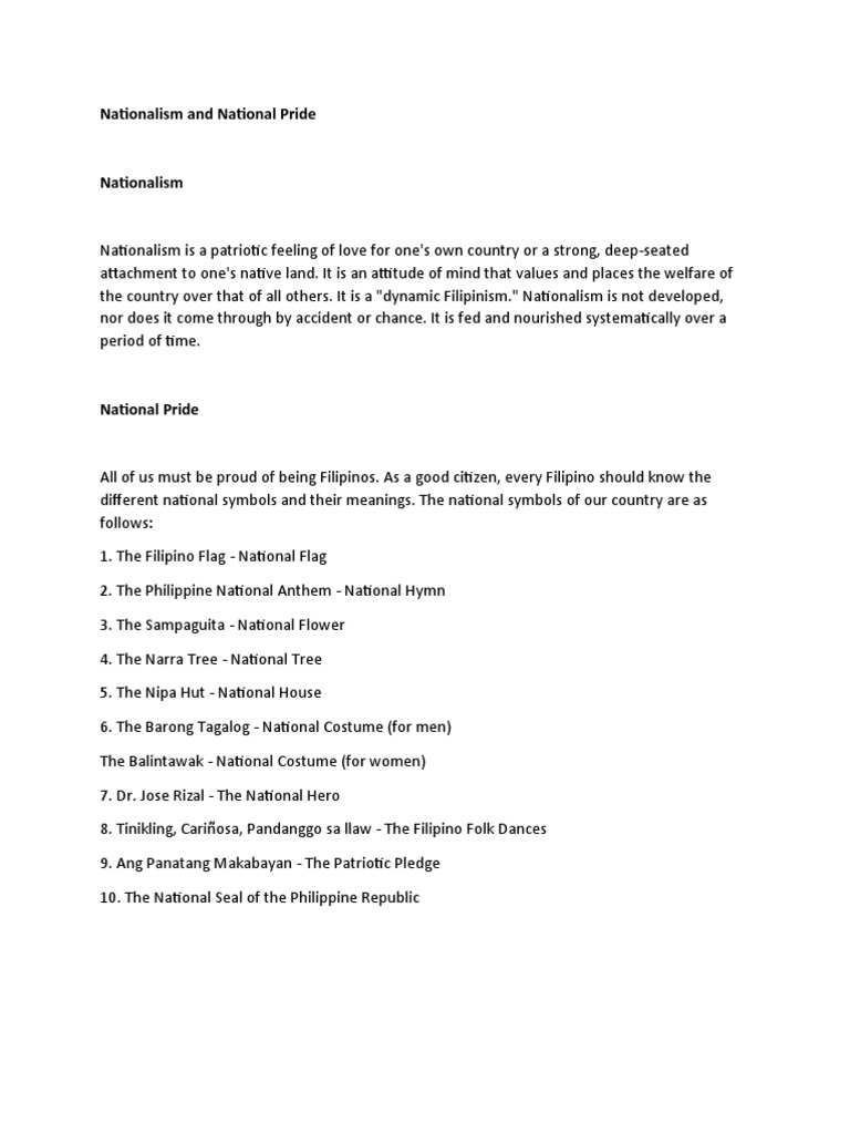 Nationalism and National Pride | PDF | Philippines