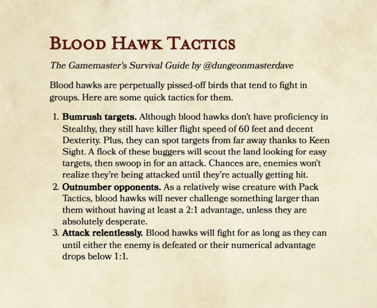 Monster Tactics - Bloodhawk | PDF