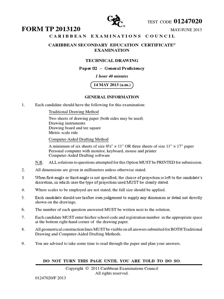 CSEC Technical Drawing June 2013 2 - 11 01 - 56 - 07 UTC) | PDF ...