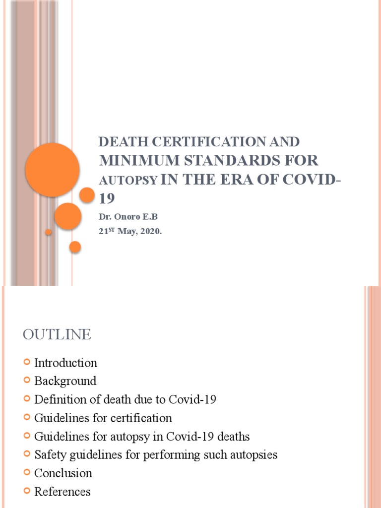 Death Certification and Minimum Standards For Performing Autopsies ...