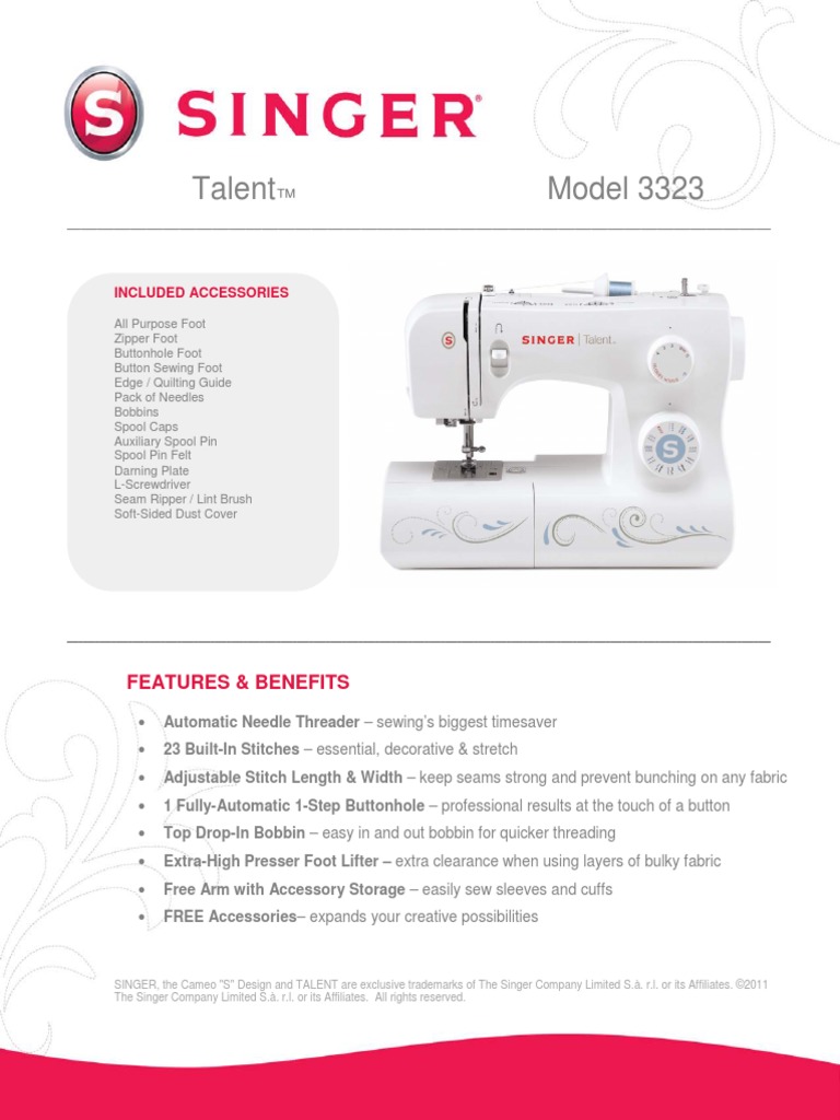 SINGER 3323 Product Summary Sheet Eng | PDF
