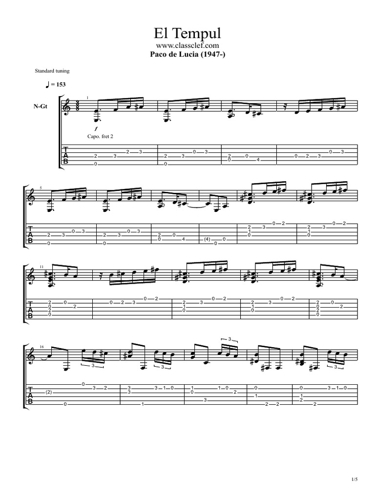 El Tempul by Paco de Lucia | PDF | European Musical Instruments ...