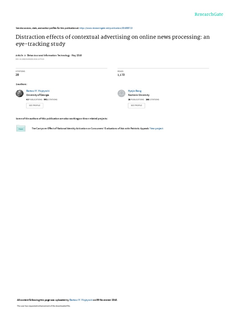 WojdynskiBang Distraction Effects of Contextual Advertising On Online News Processing An Eye ...