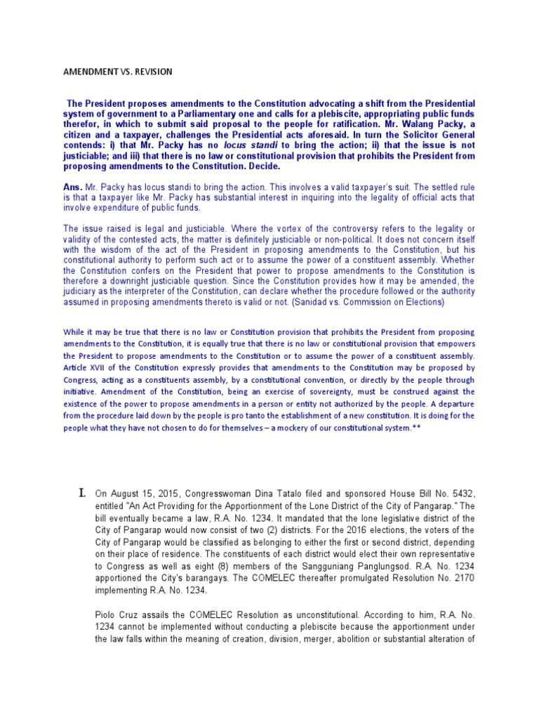 Amendment VS Revision | PDF | Constitutional Amendment | Constitution