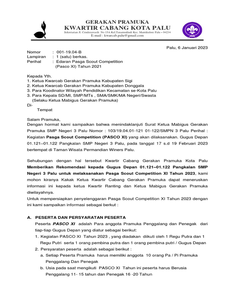 SRT Edaran Pasga Scout Competition XI 2023 | PDF