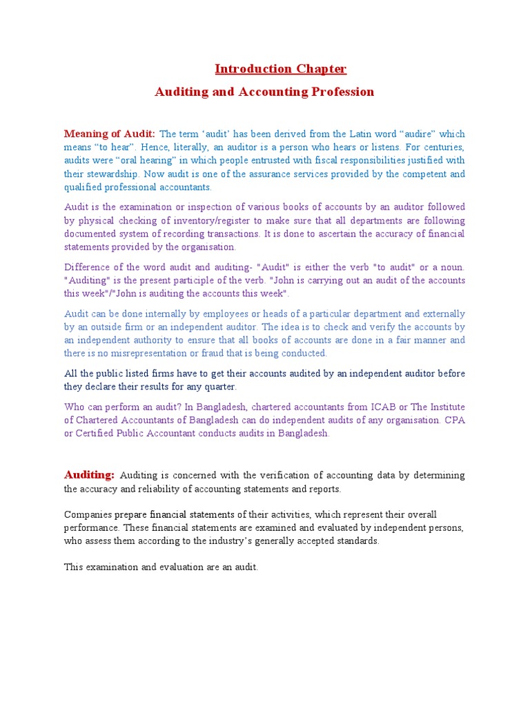 An Introduction to Auditing: Defining Key Terms and Explaining the Objectives and Types of ...