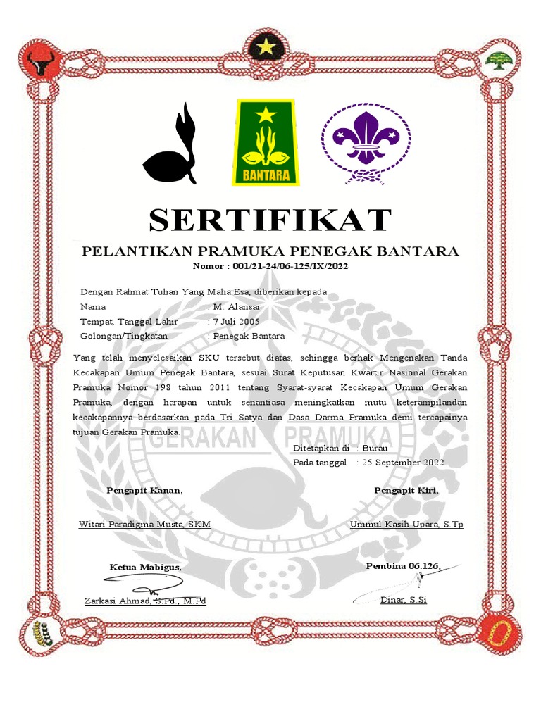 Sertifikat Bantara Pa | PDF