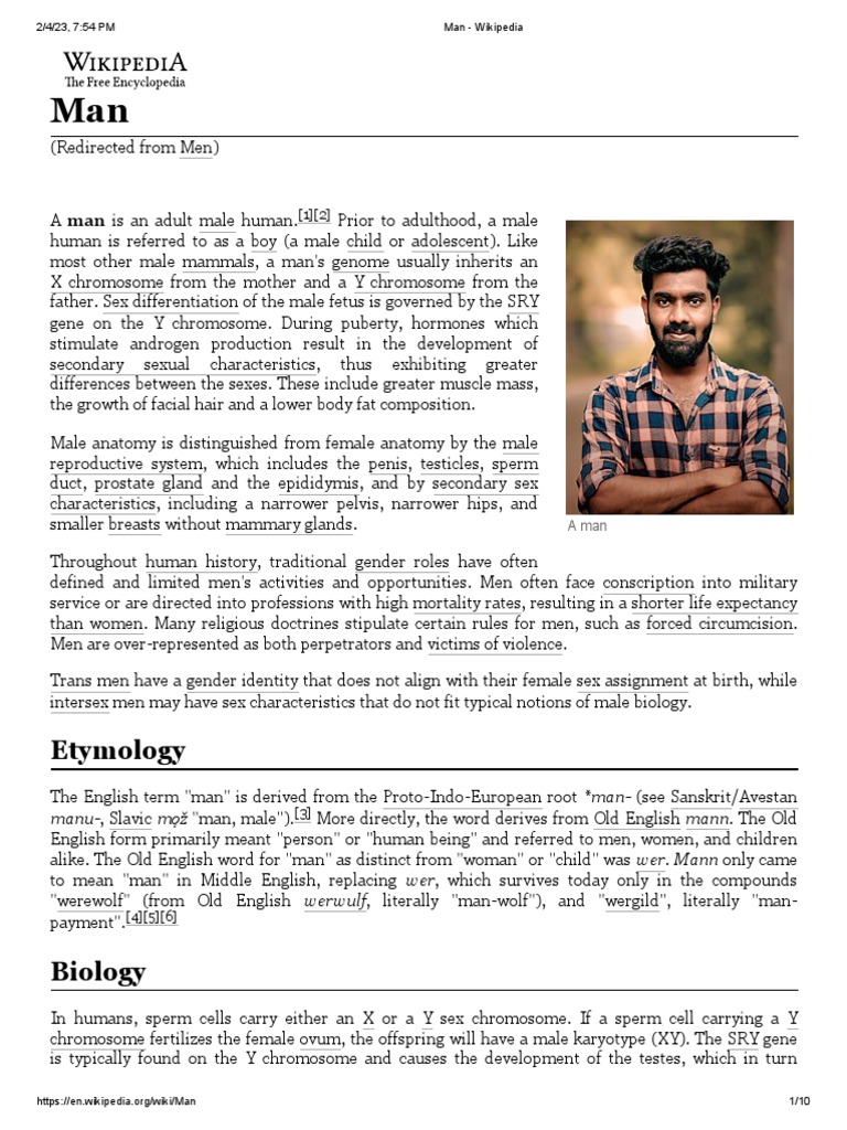 Man - Wikipedia | PDF | Man | Gender