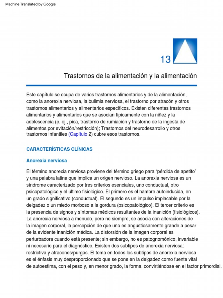 Kaplan Capítulo de TX de Alimentación Traducción | PDF | Anorexia nerviosa | Desorden alimenticio