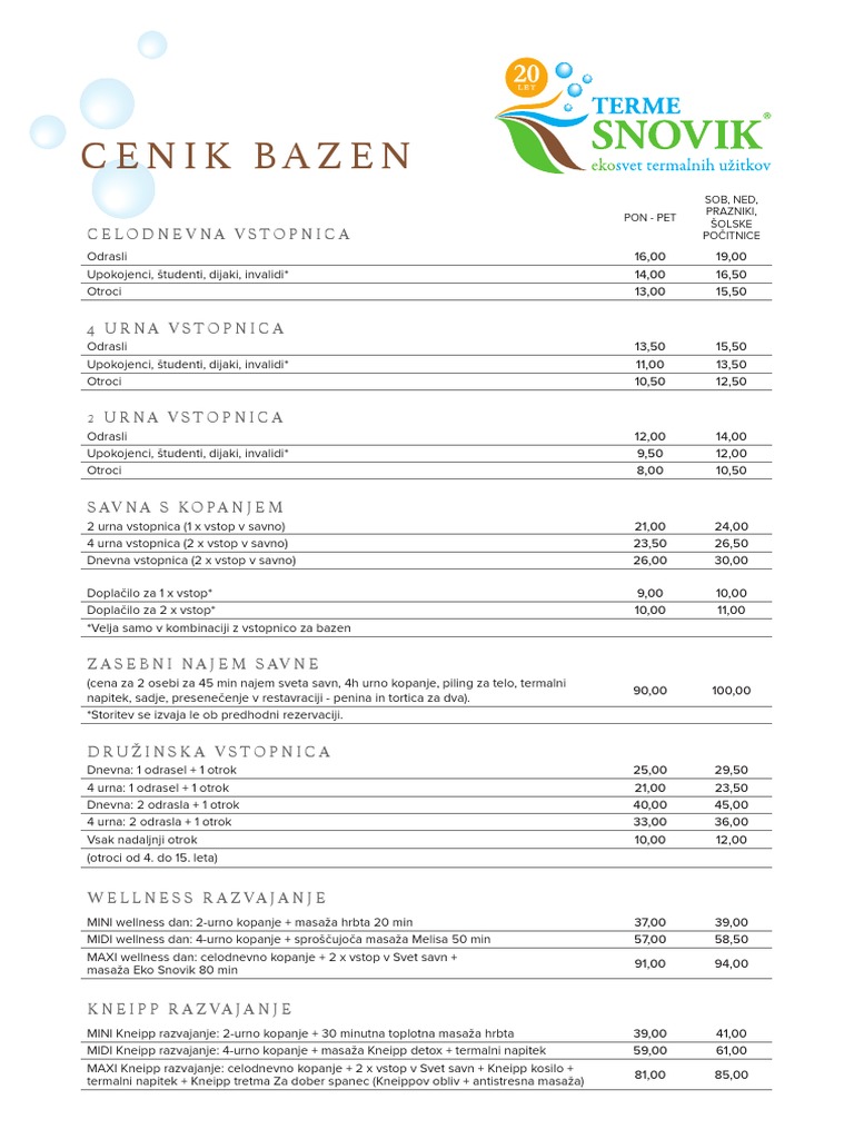 CENIK BAZEN - SLO - 01082022 Final | PDF