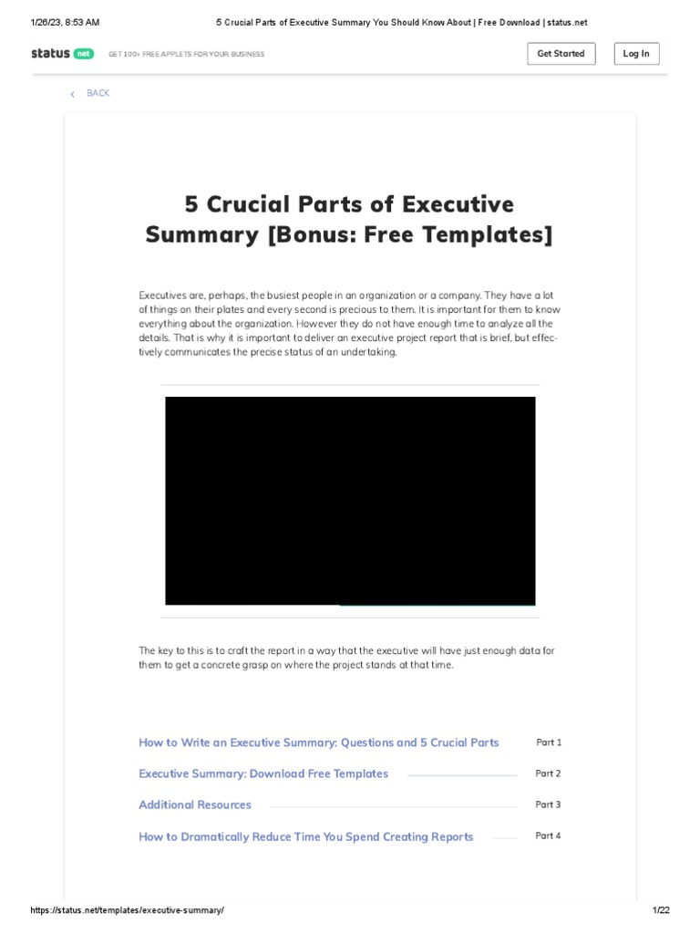 5 Crucial Parts of Executive Summary You Should Know About | PDF ...