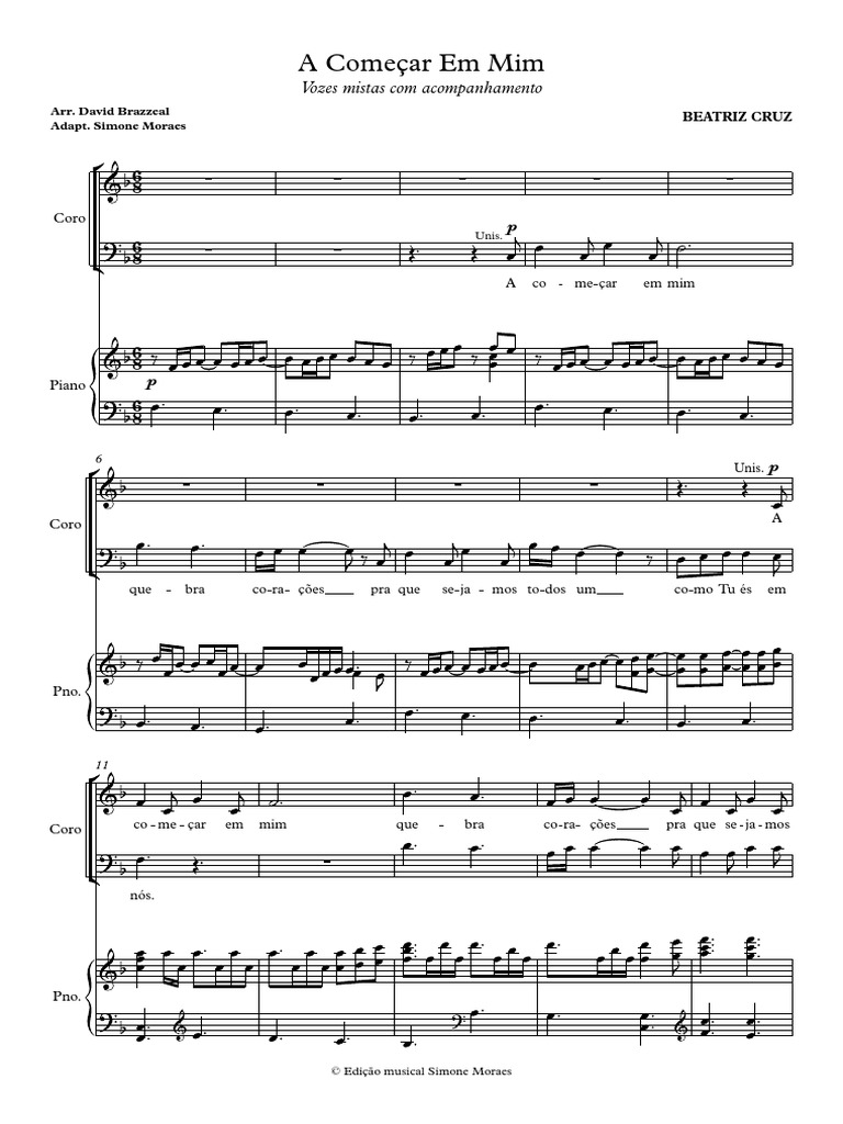 A Começar em Mim - Partitura Completa | PDF