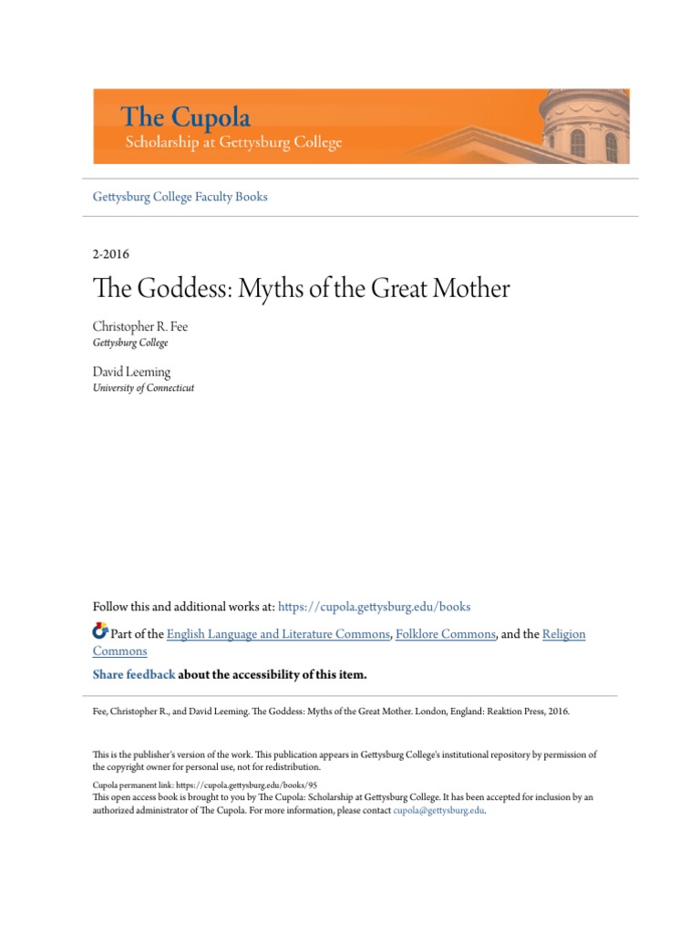 The Goddess - Myths of The Great Mother | PDF | Norse Mythology | Æsir