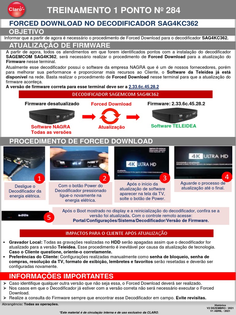Treinamento de 1 Ponto 284 Forced Download Decodificador Sag4kc362 ...