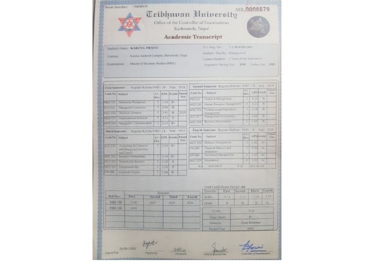 Masters Transcript | PDF
