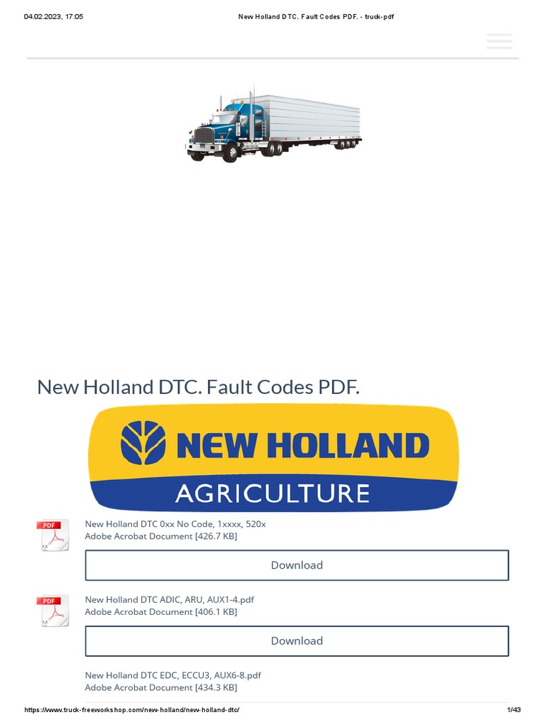 New Holland DTC Fault Codes Guide | PDF | Clutch | Power Supply