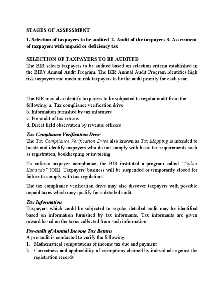 Stages of Tax Assessment | PDF