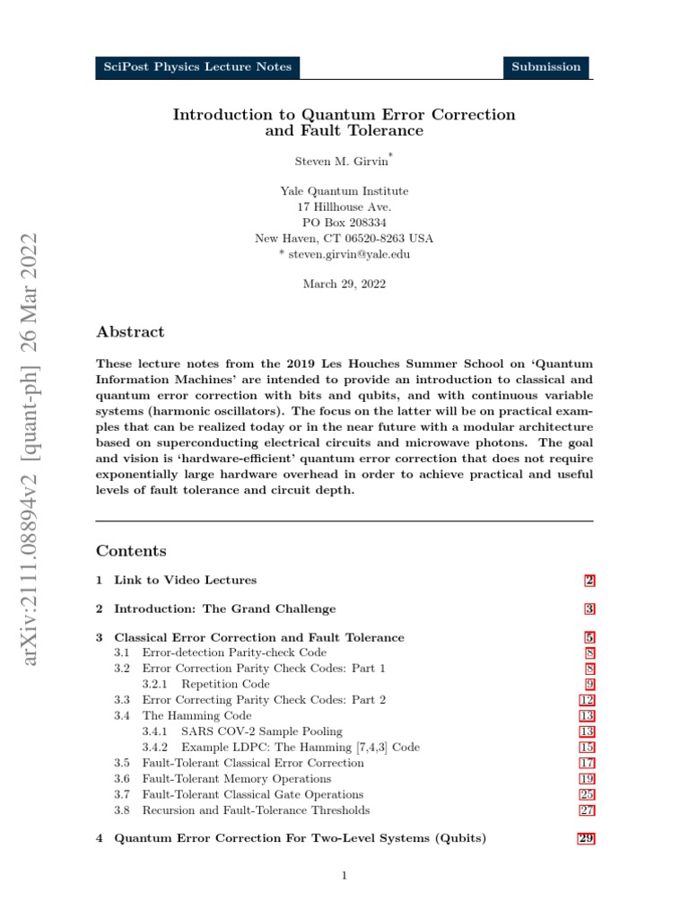 Intro to Quantum Error Correction | PDF | Computer Data Storage ...